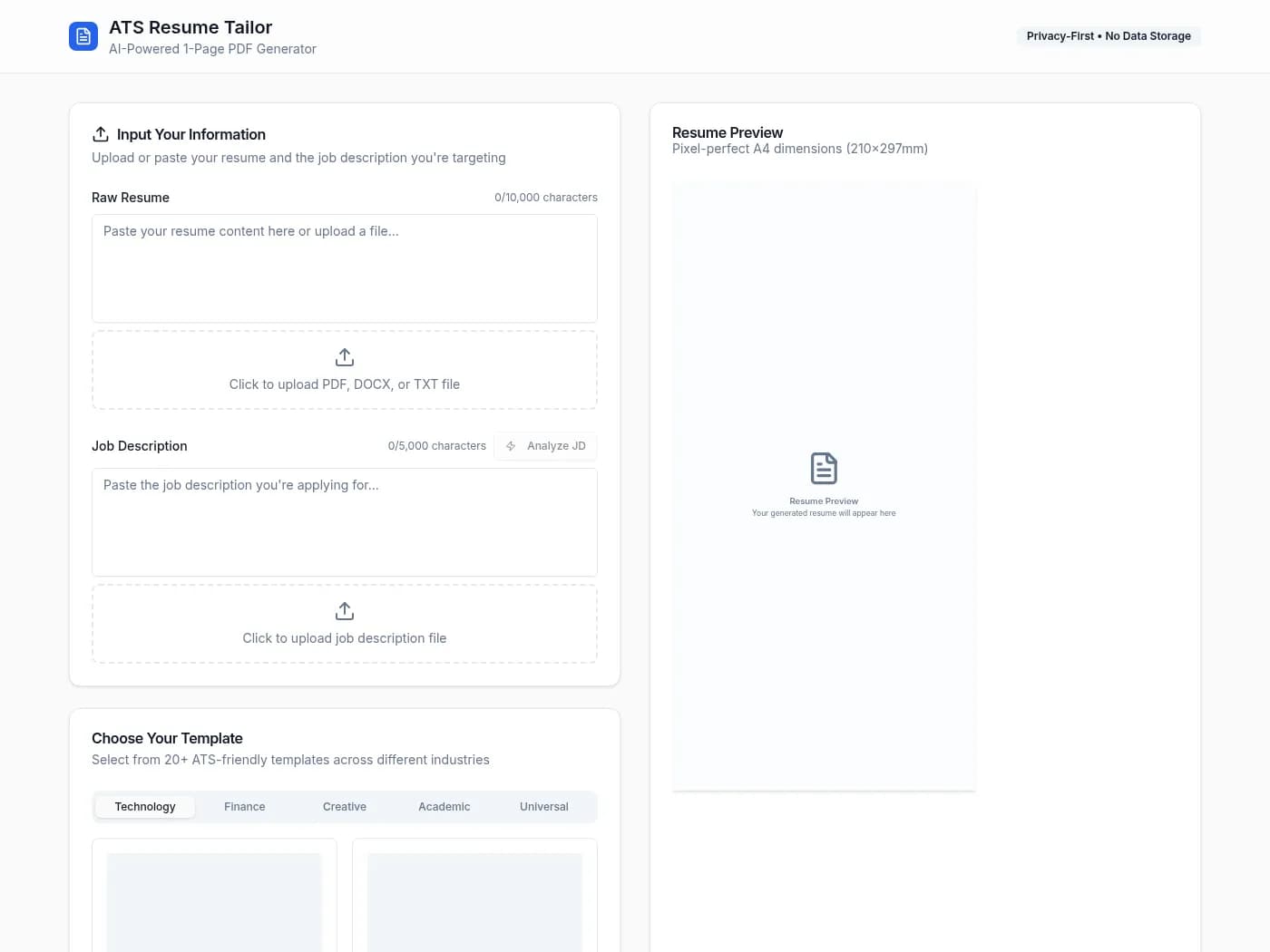 ATS Resume Tailor: AI-Powered 1-Page PDF Generator