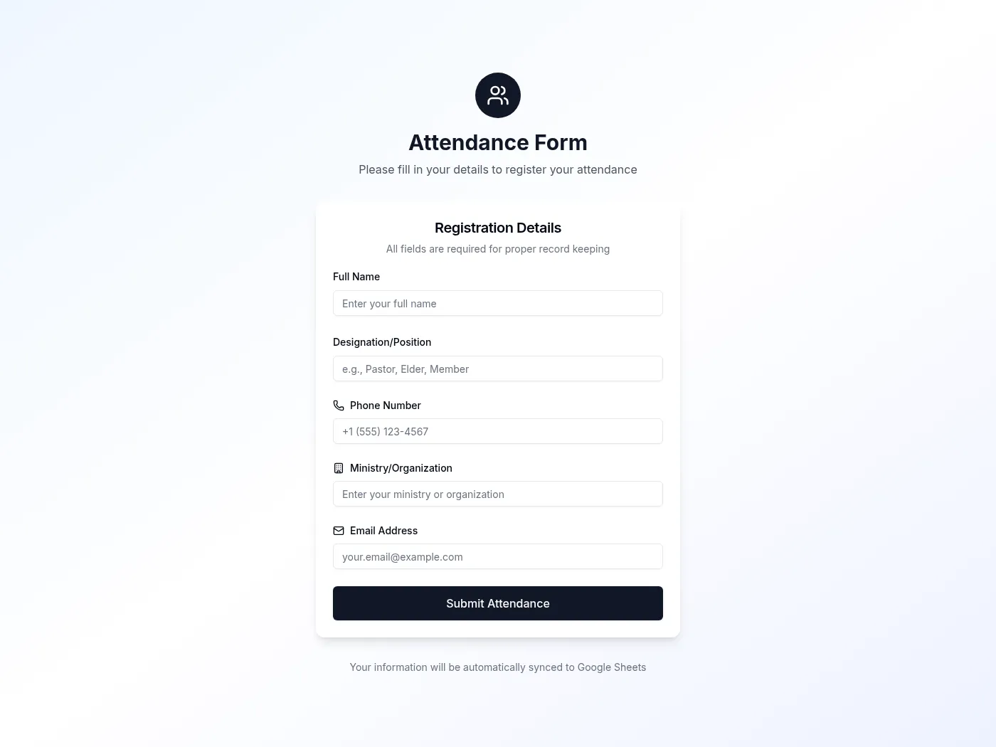 Smart Attendance Form with Google Sheets Integration