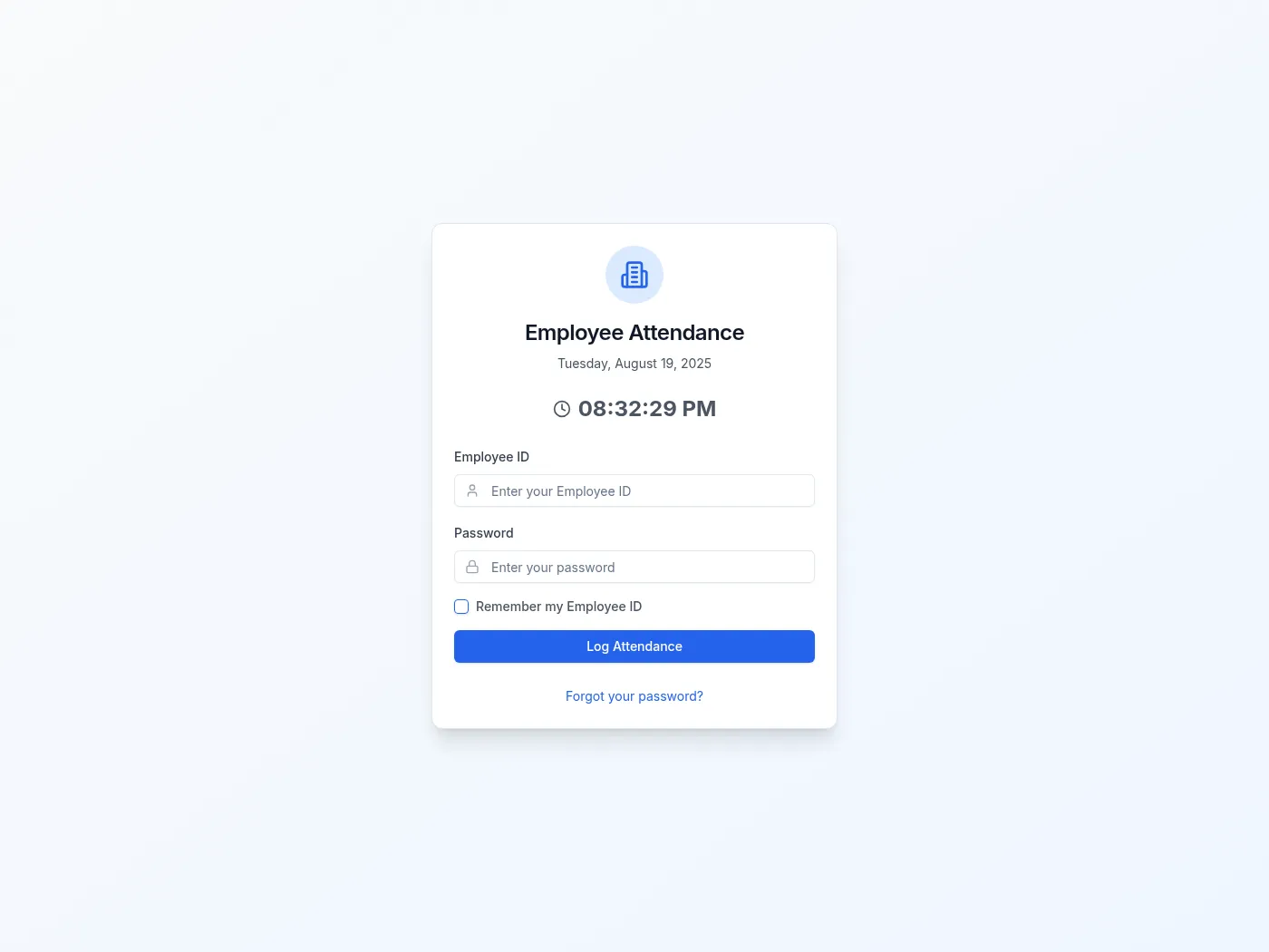 Attendance Login Page