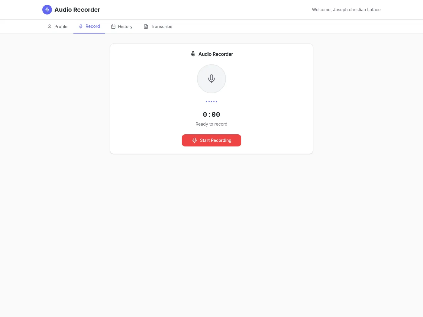 Audio Recorder & Transcriber Web App
