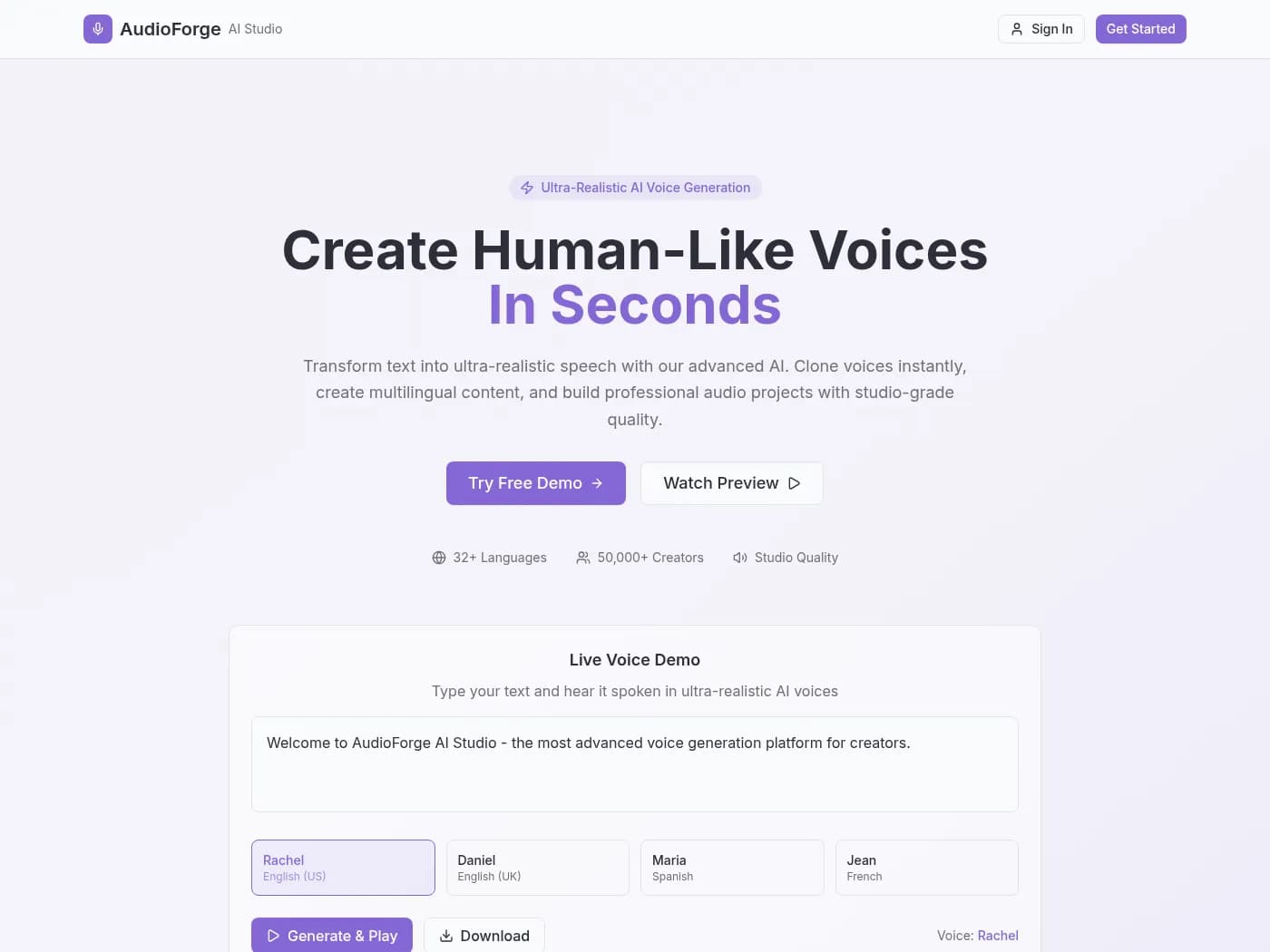 AudioForge AI Studio – Ultra-Realistic Voice Generation, Dubbing & Speech Suite for Creators, Teams & Enterprises