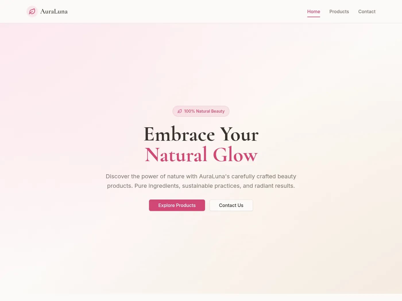AuraLuna Beauty Product Showcase Website