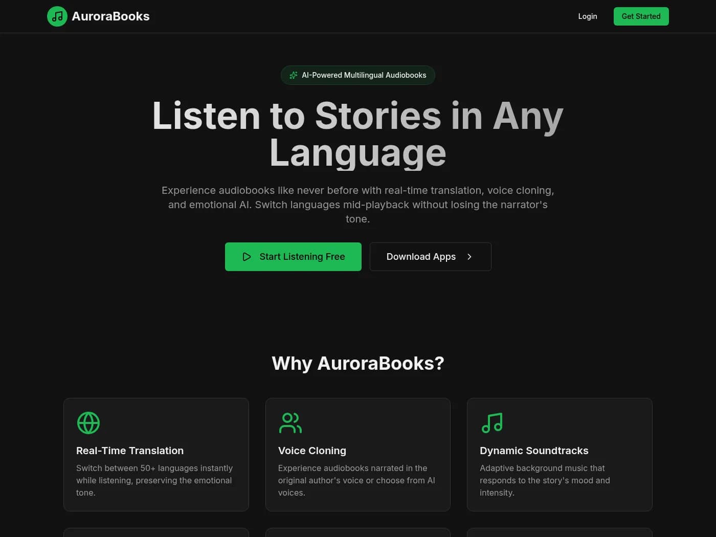 AuroraBooks: Multilingual Spotify-Style Audiobook Streaming with AI Enhancements