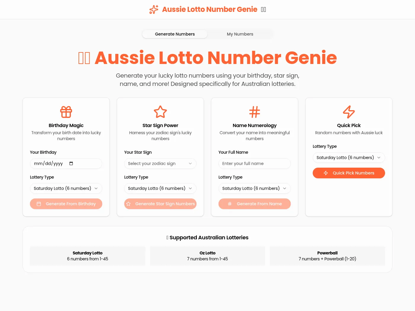 Aussie Lotto Number Genie