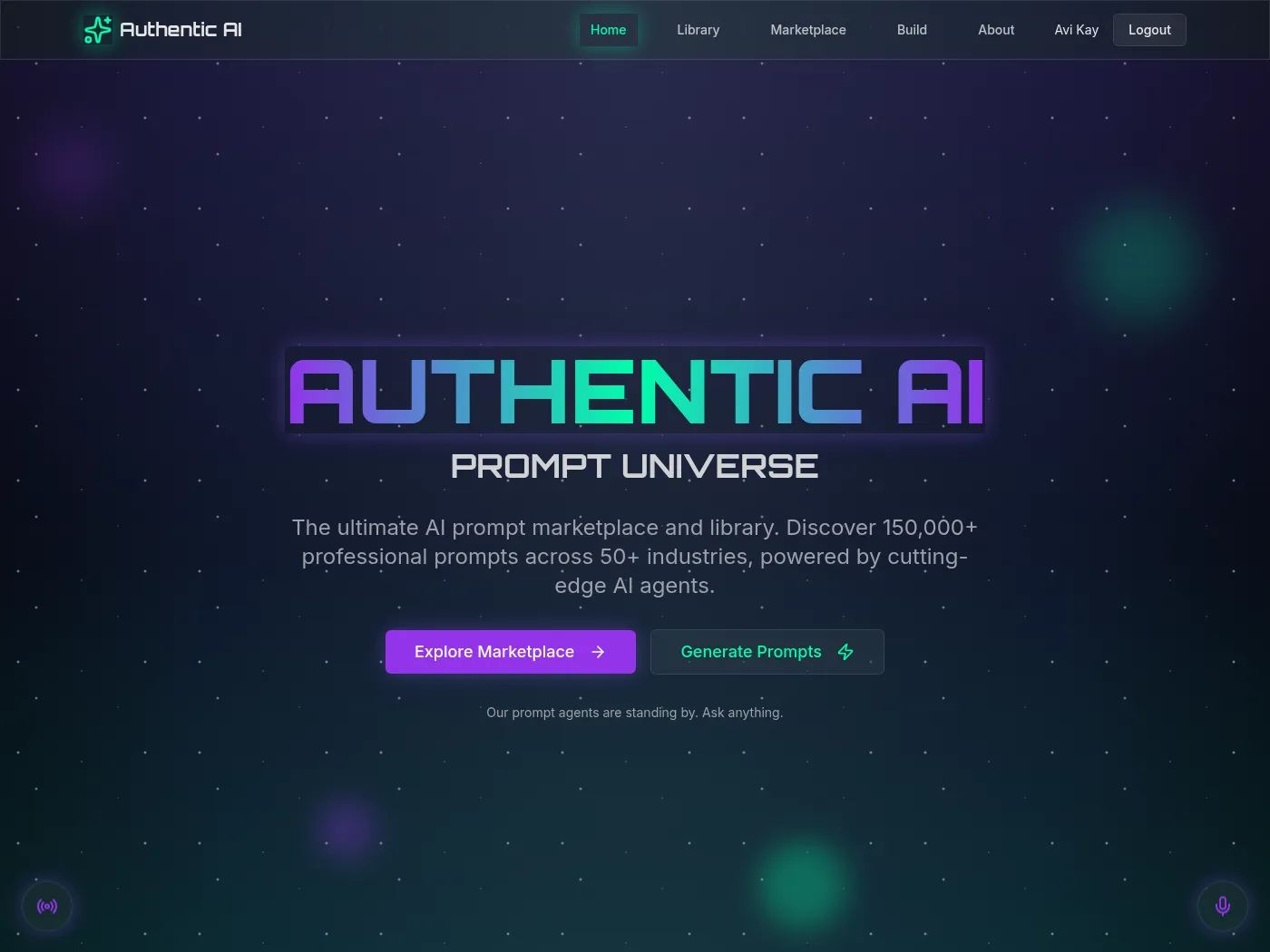 Authentic AI Prompt Universe — A Futuristic AI Prompt Marketplace & Library