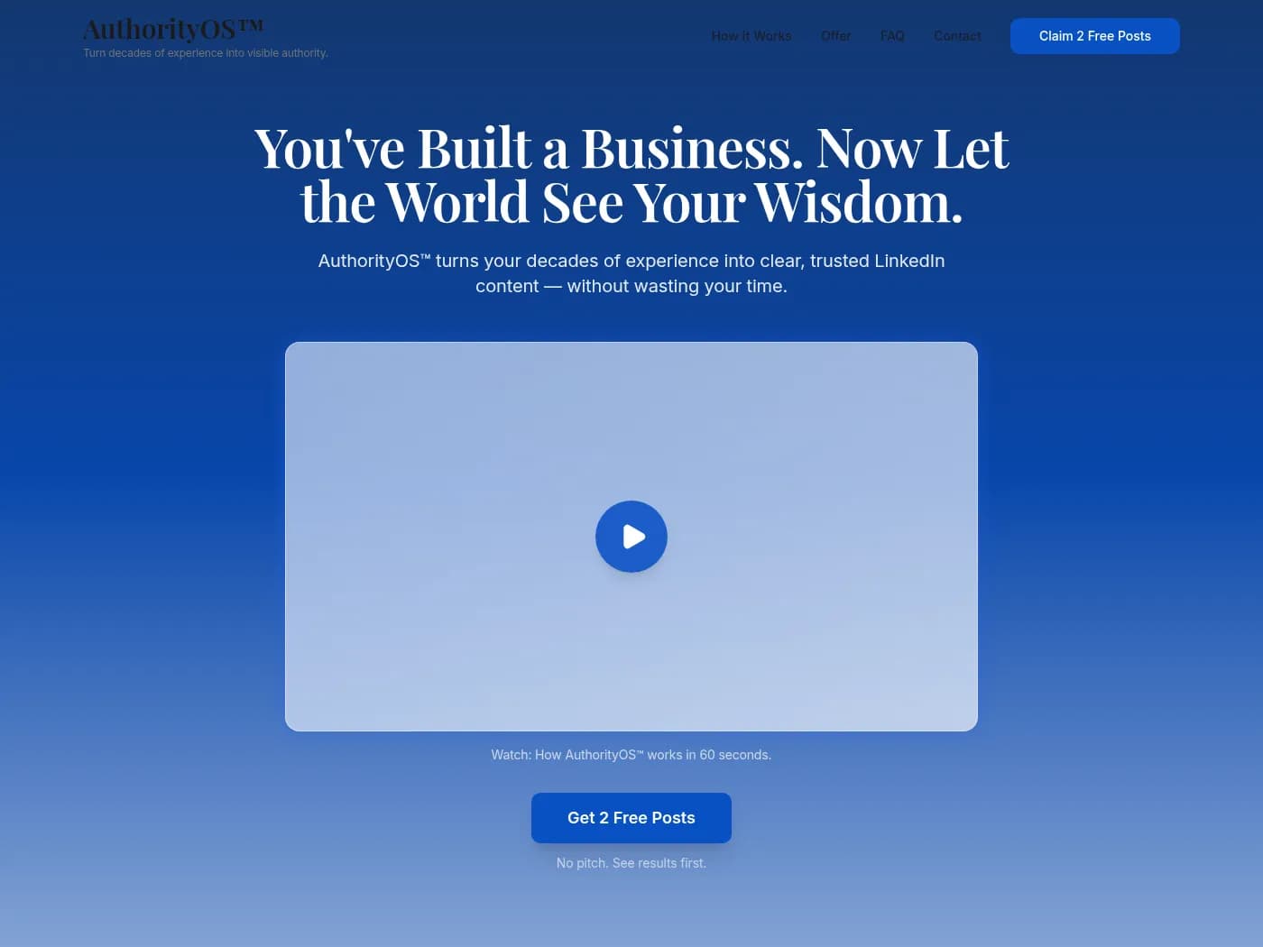 AuthorityOS™ — Mobile-First Luxury Landing Page for Expert LinkedIn Ghostwriting