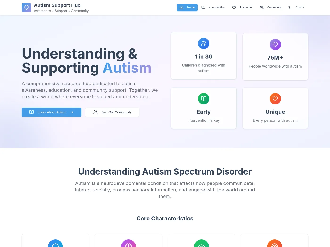 Autism Support Awareness Website