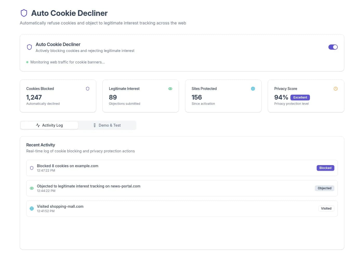 Auto Cookie Decliner & Legitimate Interest Rejector
