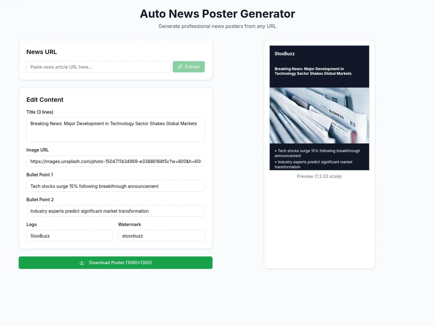 Auto News Poster Generator