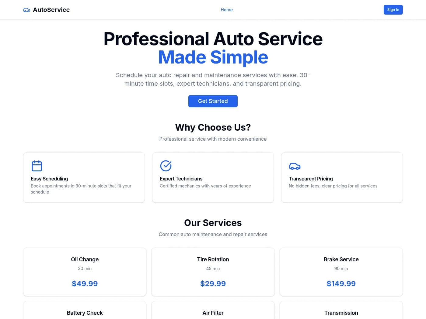 Auto Service Reservation Management Platform