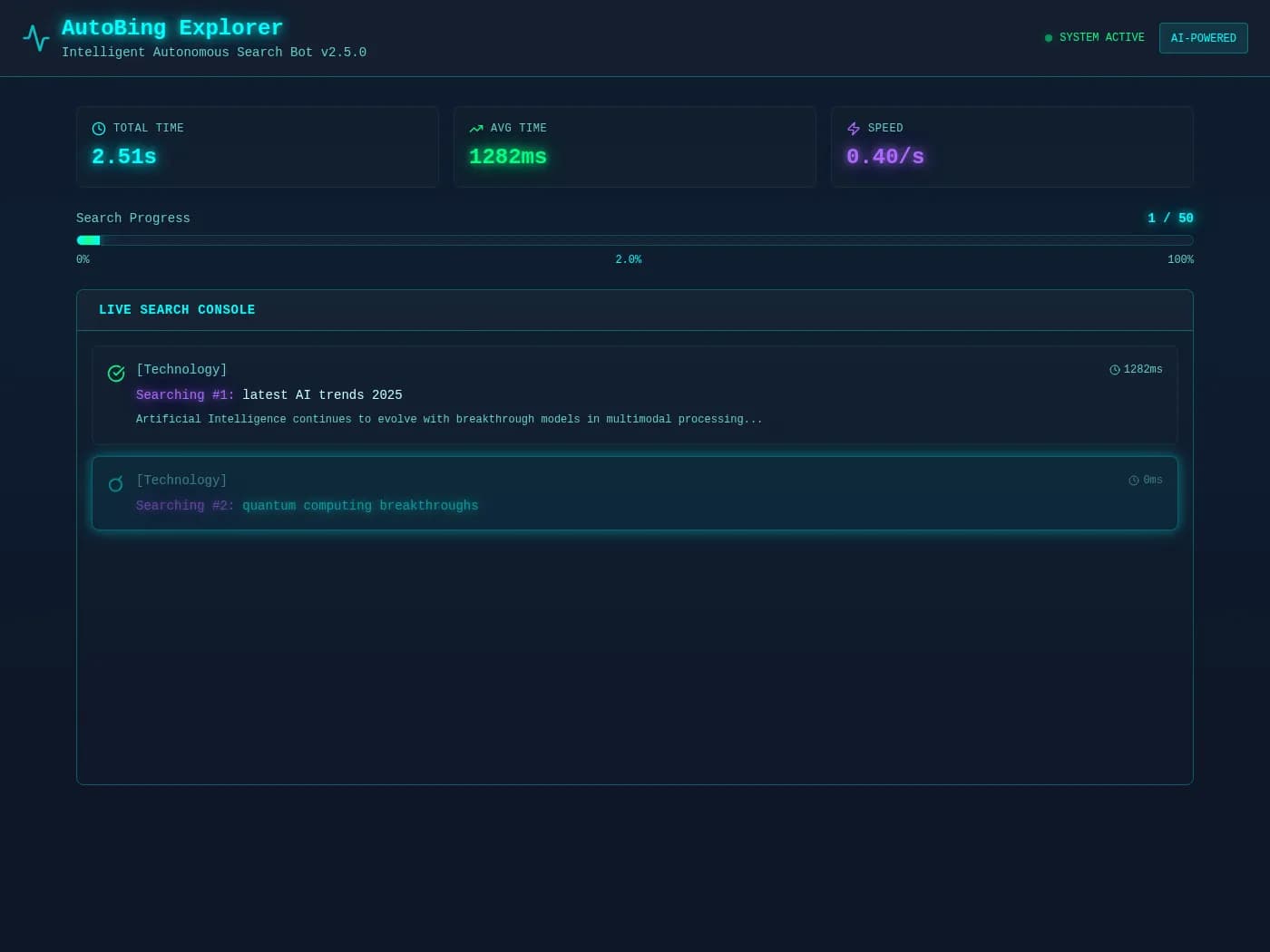 AutoBing Explorer: Intelligent Autonomous Search Bot Simulator