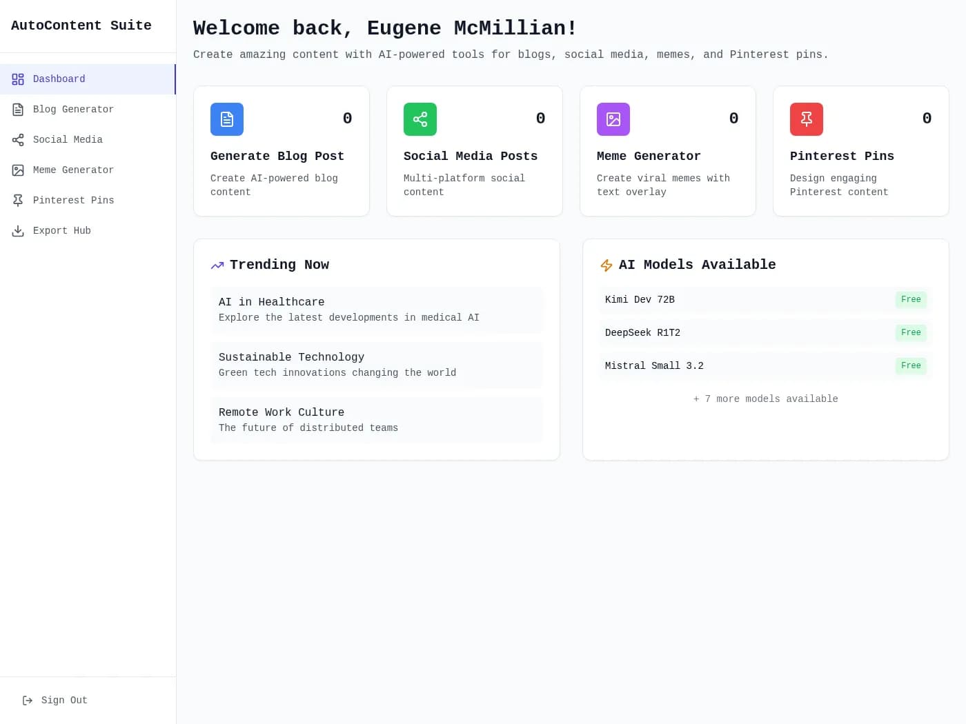 AutoContent Suite: AI Blog, Social, Meme & Pin Generator