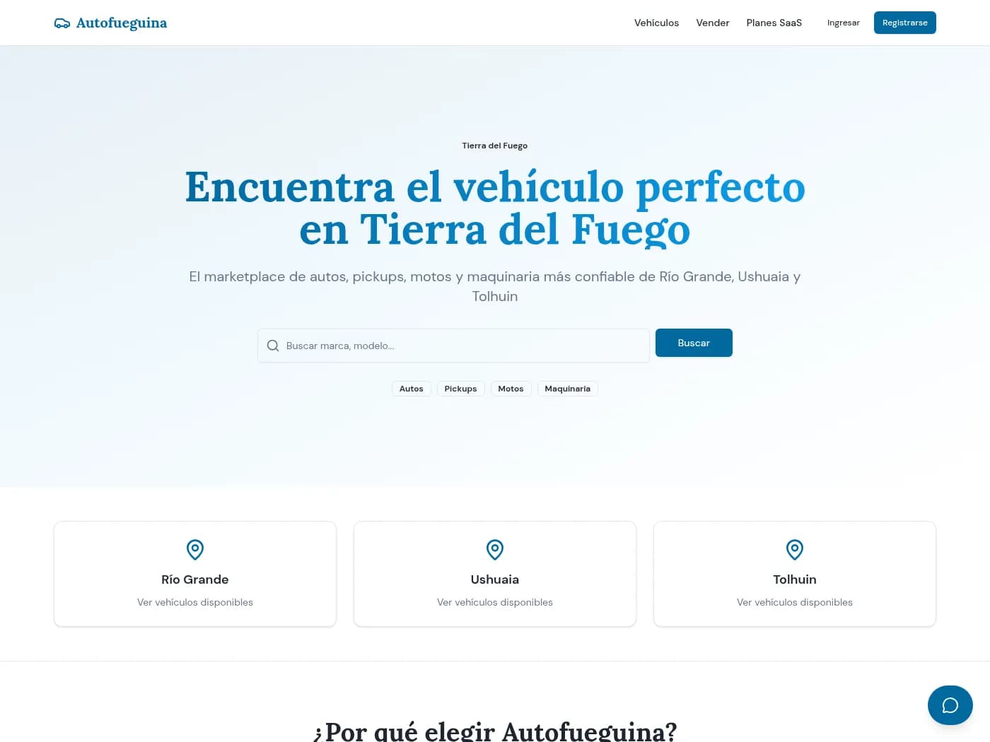 Autofueguina – Tierra del Fuego Vehicle Marketplace with SaaS for Agencies & AI Lead Bot