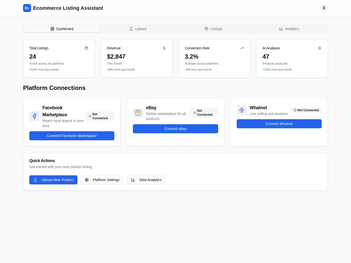 Automated Multi-Platform Ecommerce Listing Assistant