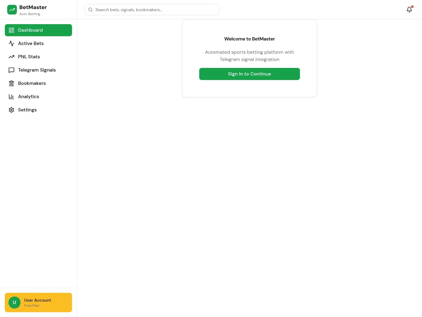Automated Sports Betting Platform with Telegram Signal Integration