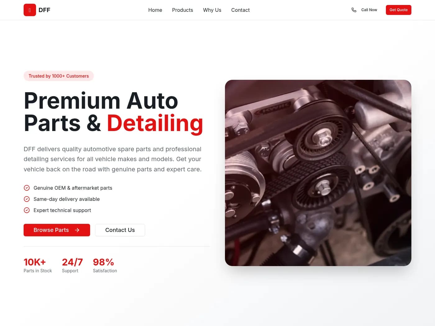 AutoParts Shop Landing Page