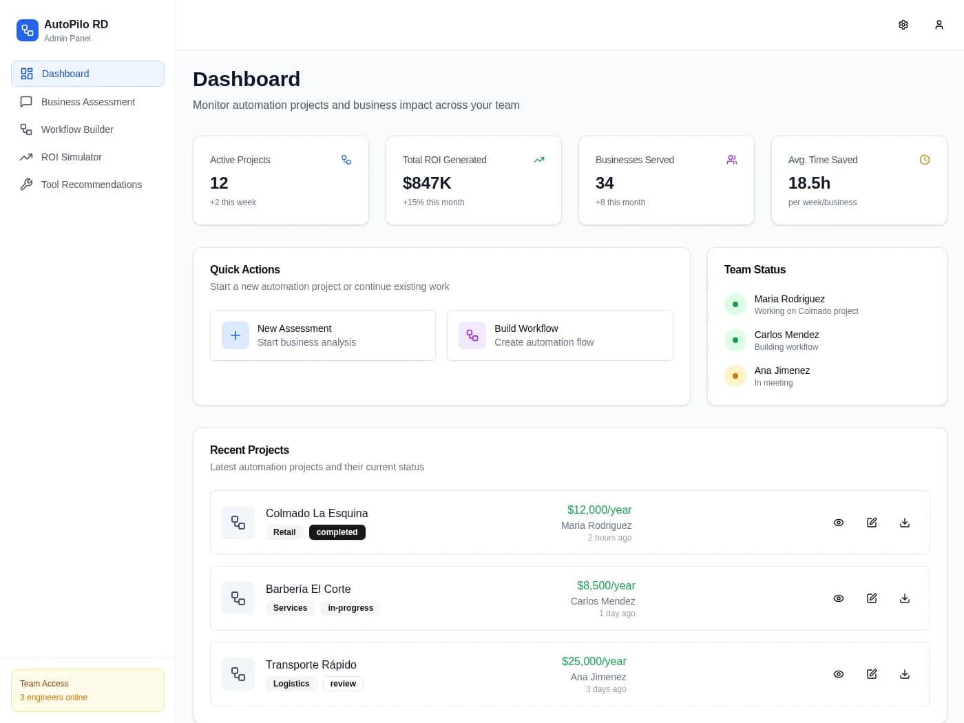 AutoPilo RD: No-Code Workflow Automation & ROI Simulator for SMEs