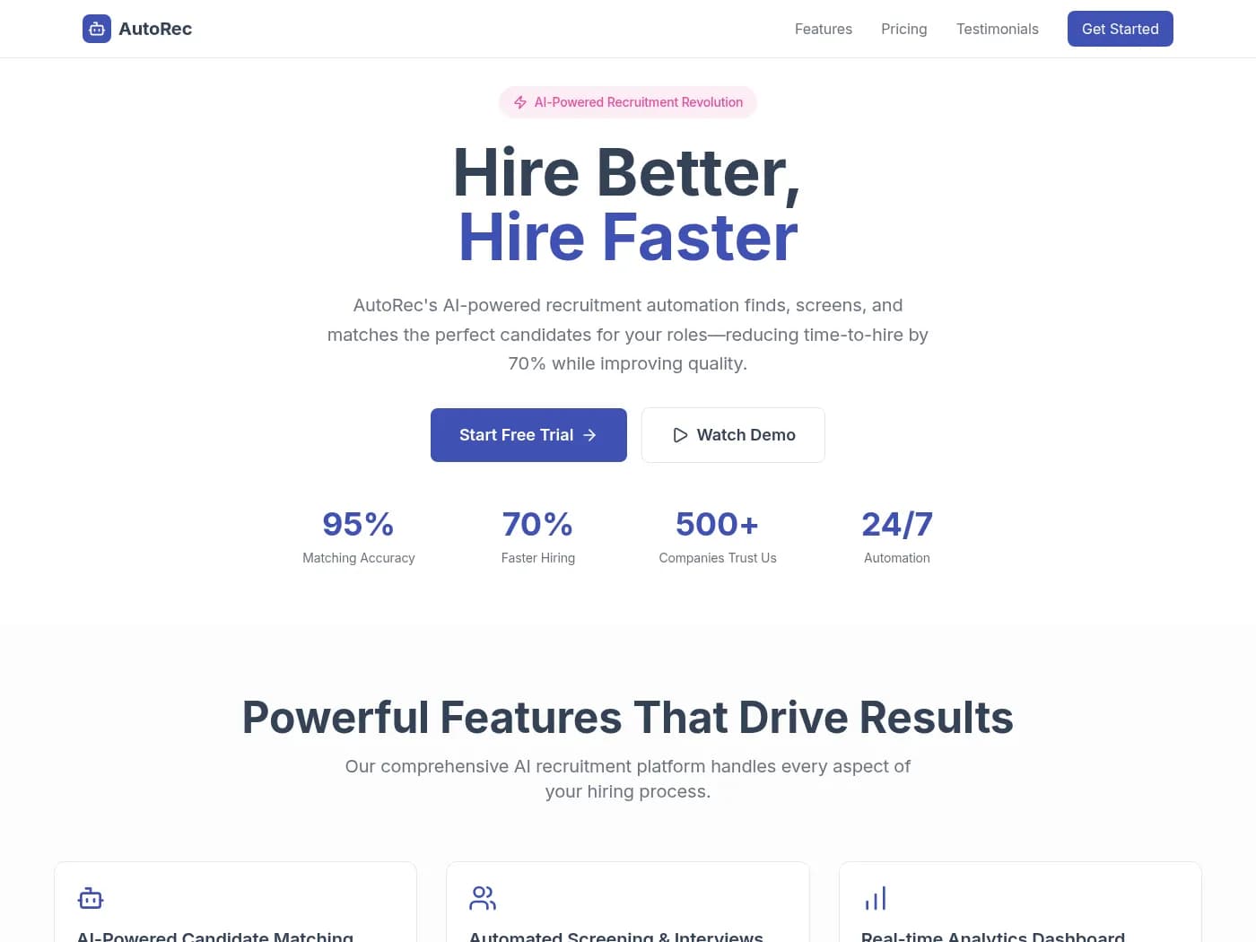AutoRec Recruitment Automation Agency Website