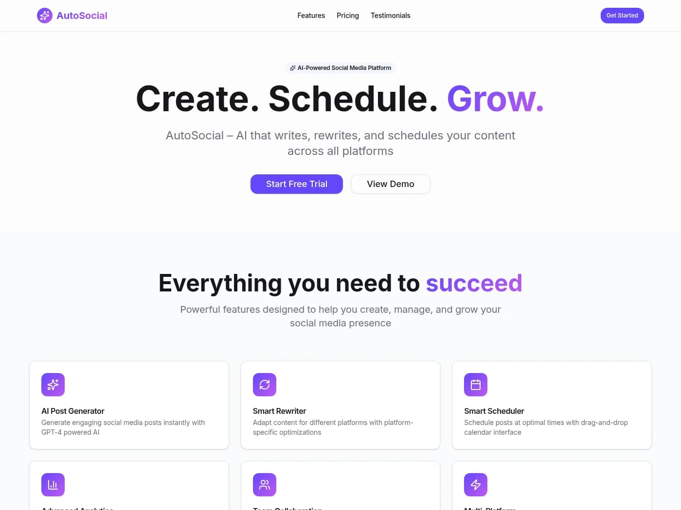 AutoSocial – AI-Powered Social Media SaaS Platform