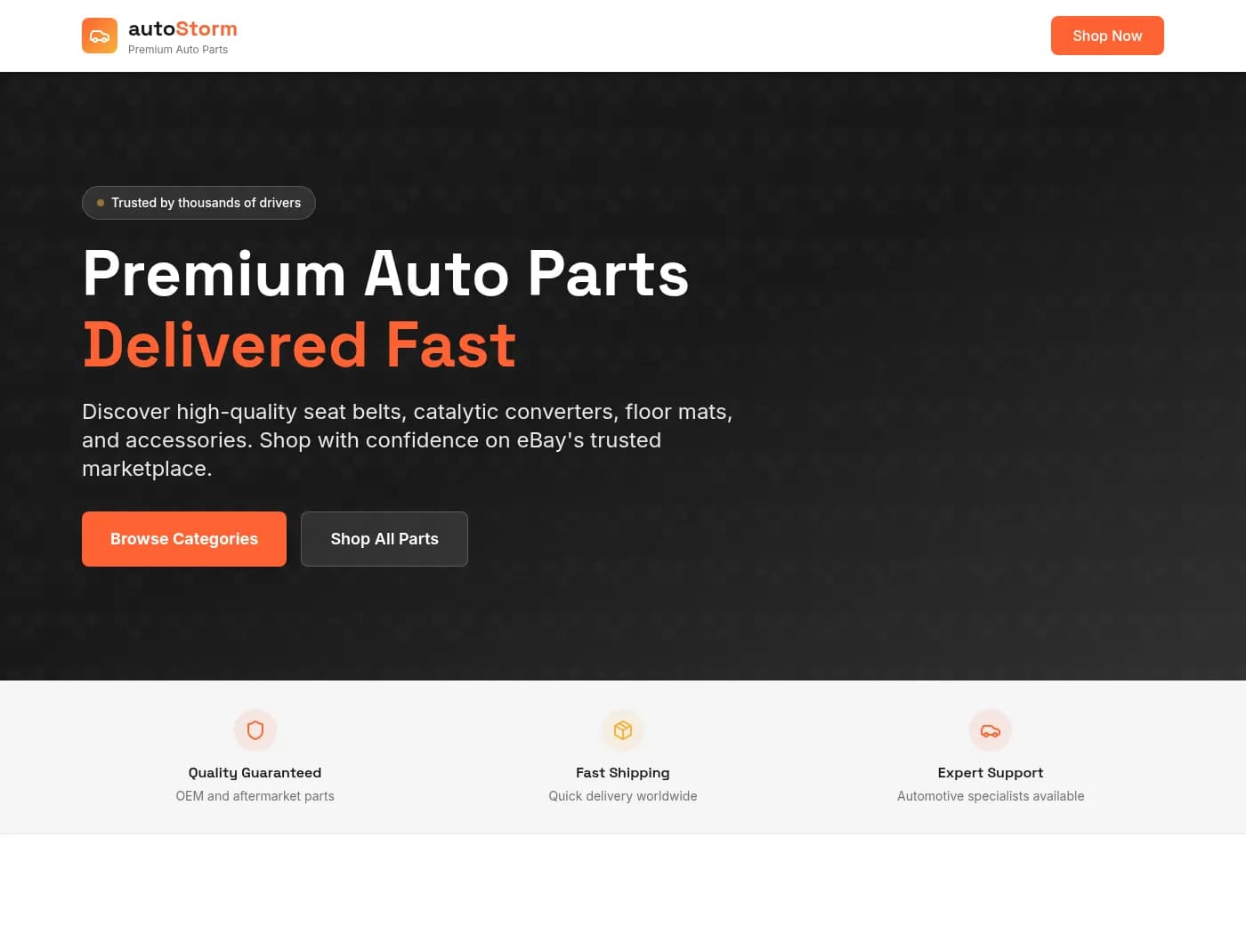 autoStorm Auto Parts Affiliate Landing Page