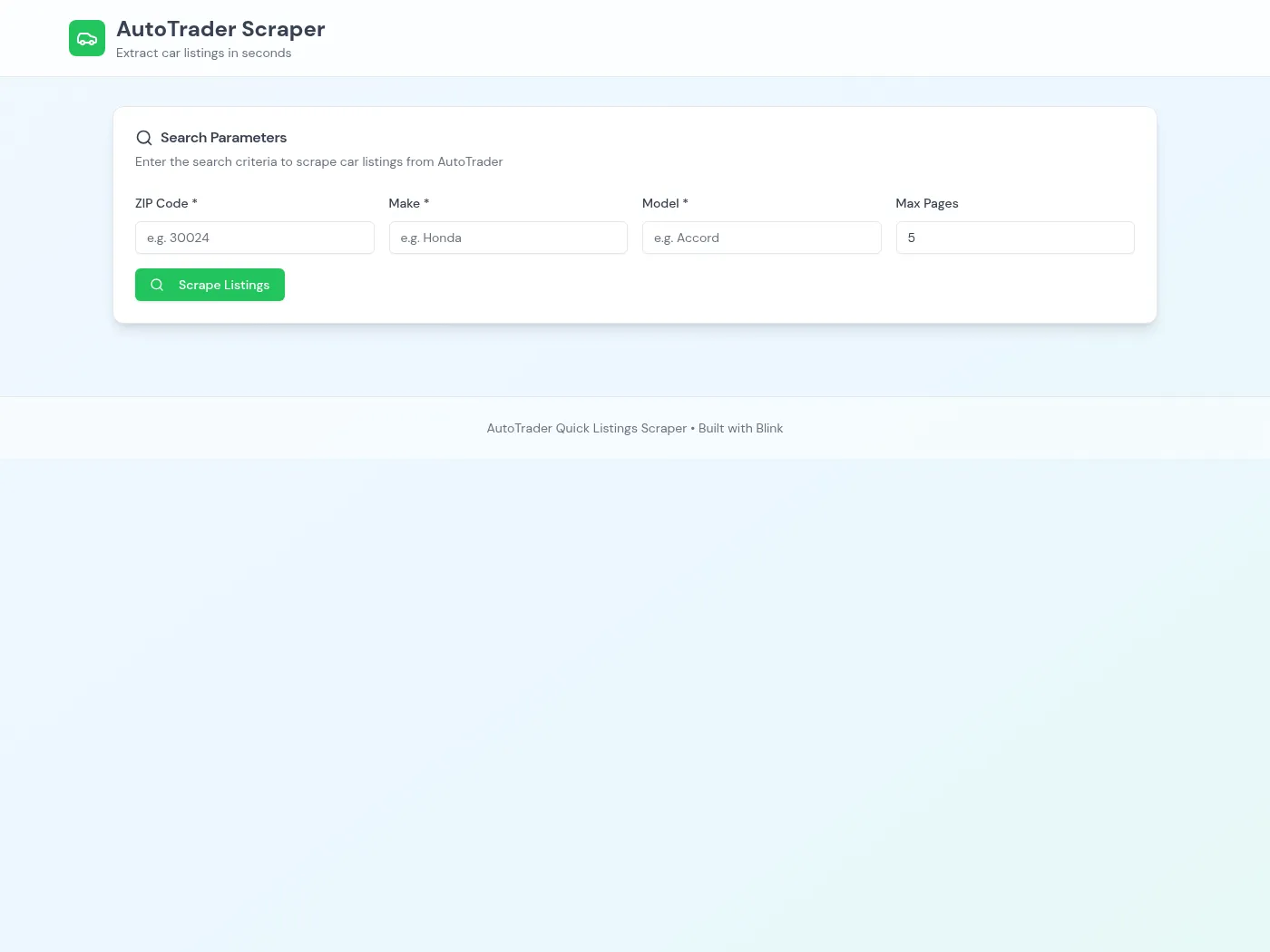 AutoTrader Quick Car Listings Scraper