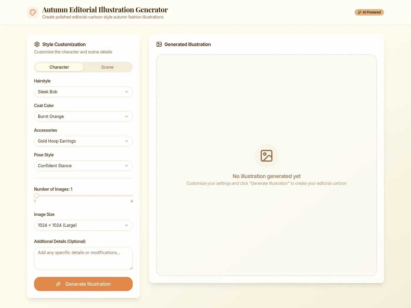 Autumn Editorial Cartoon Illustration Generator