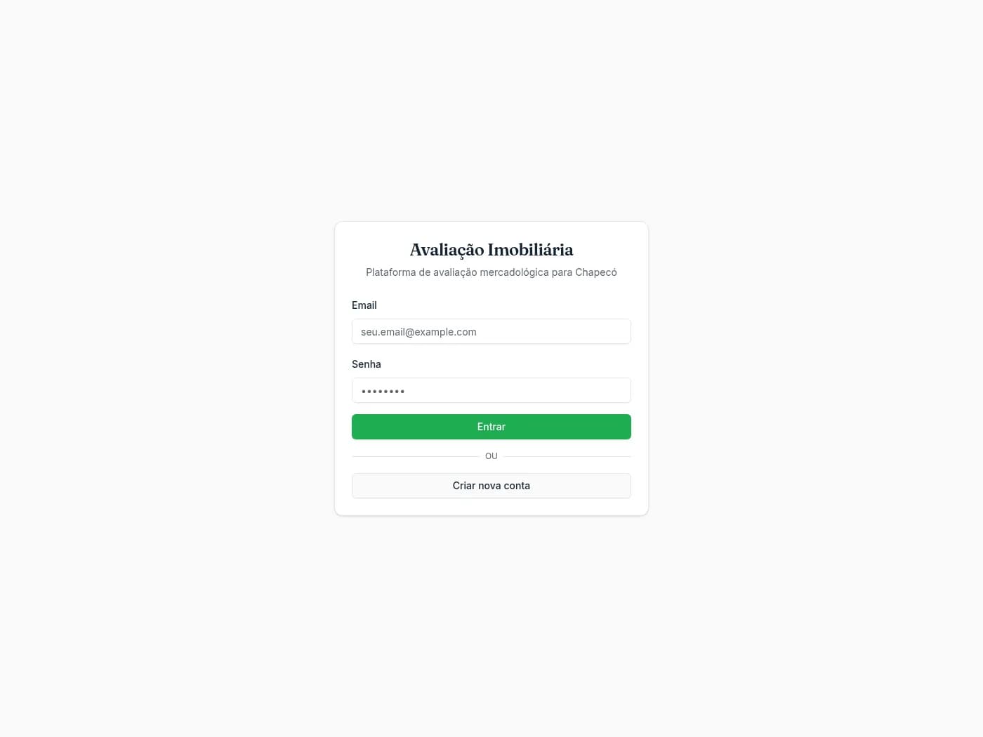 Avaliação Mercadológica de Imóveis – Plataforma Inteligente para Corretores de Chapecó
