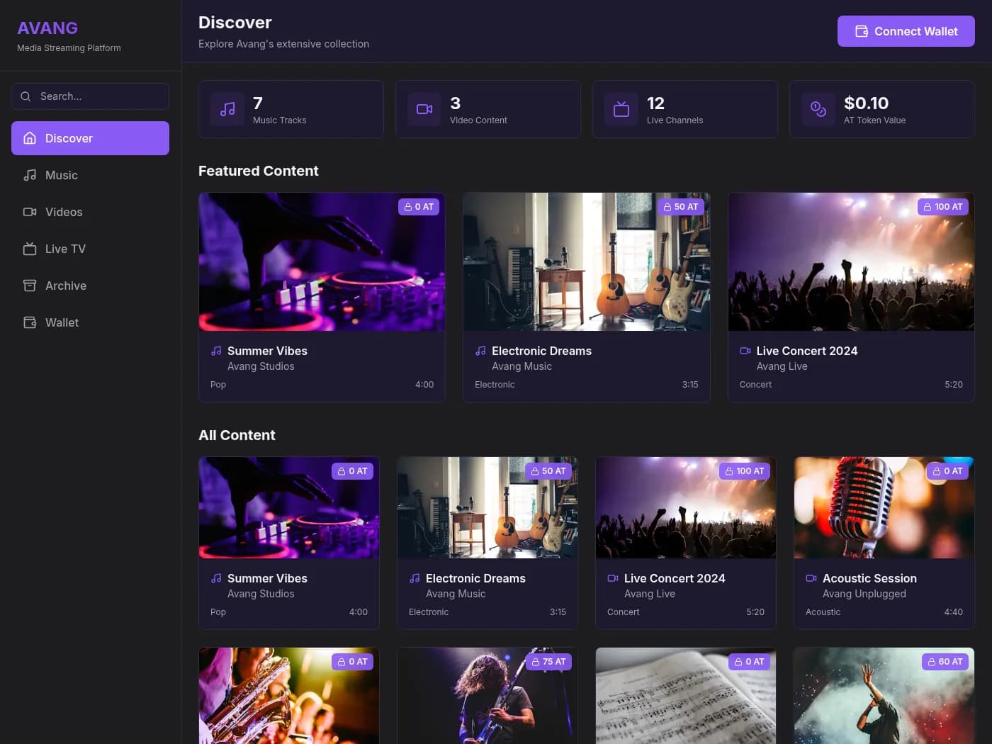 Avang Music & Media Streaming Platform