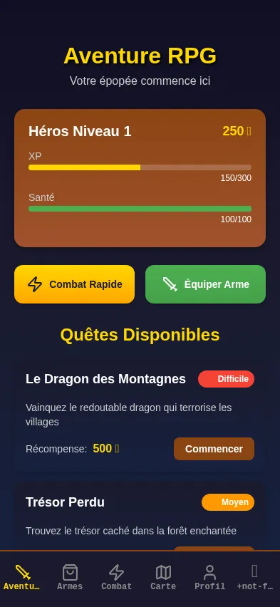 Aventure RPG Mobile: Jeux de Rôle et Armes