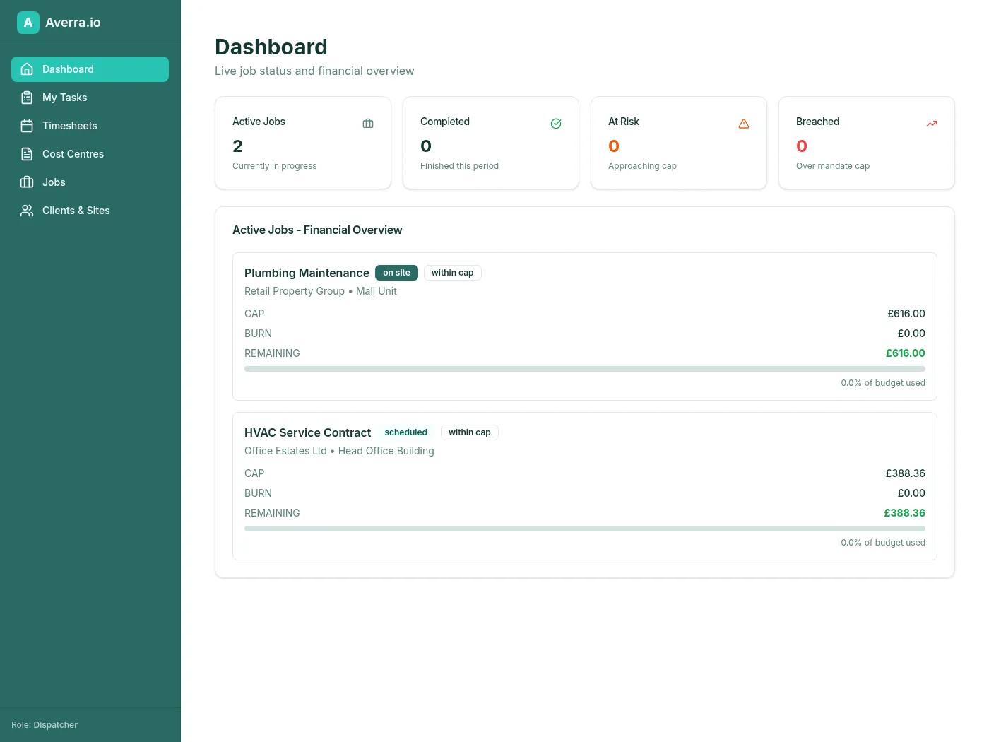 Averra.io - Multi-Tenant Cost-Centric Job Management Platform for Property Maintenance Contractors