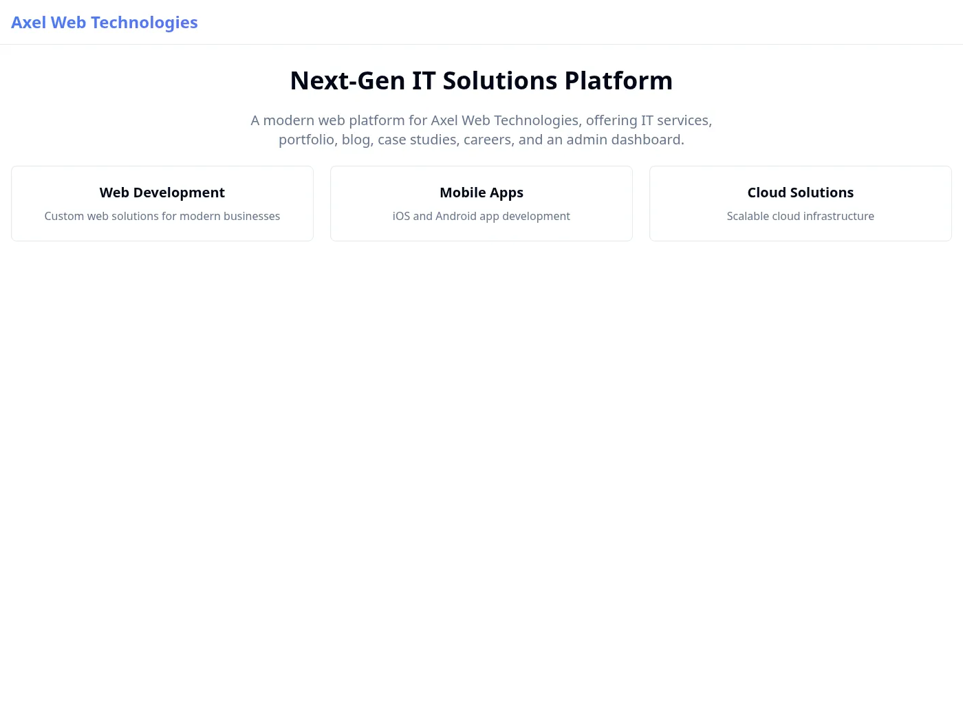 Axel Web Technologies – Next-Gen IT Solutions Platform