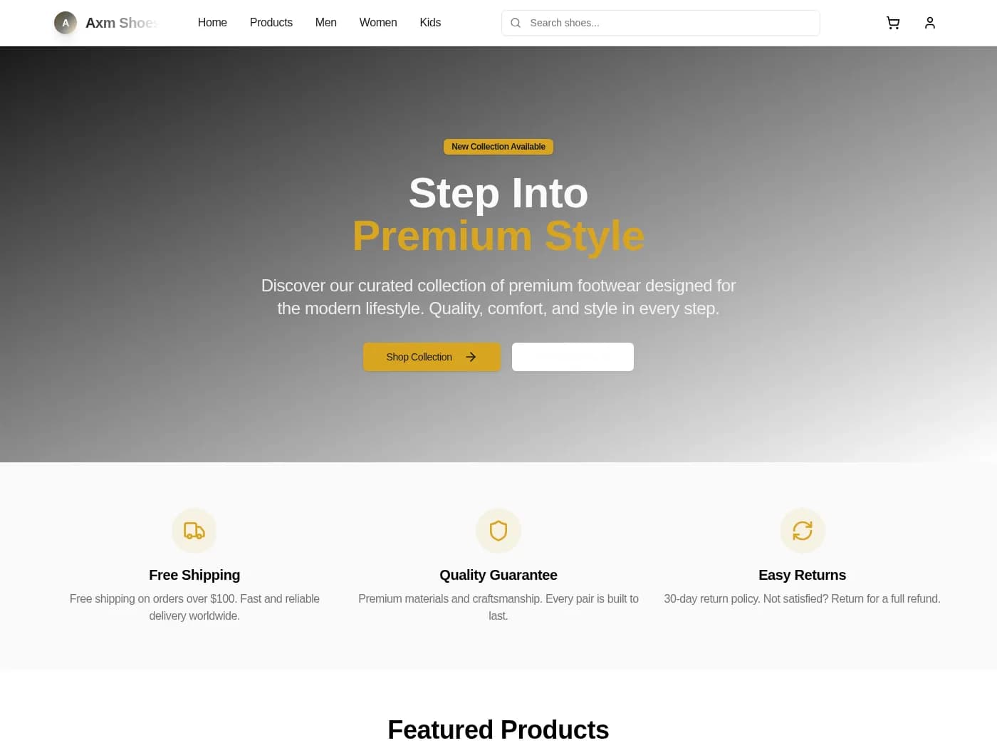 Axm Shoes Collection eCommerce Platform