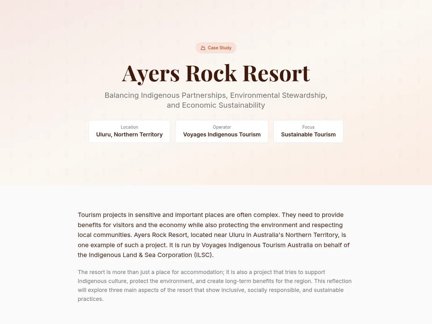 Ayers Rock Resort: Inclusive & Sustainable Tourism Case Study