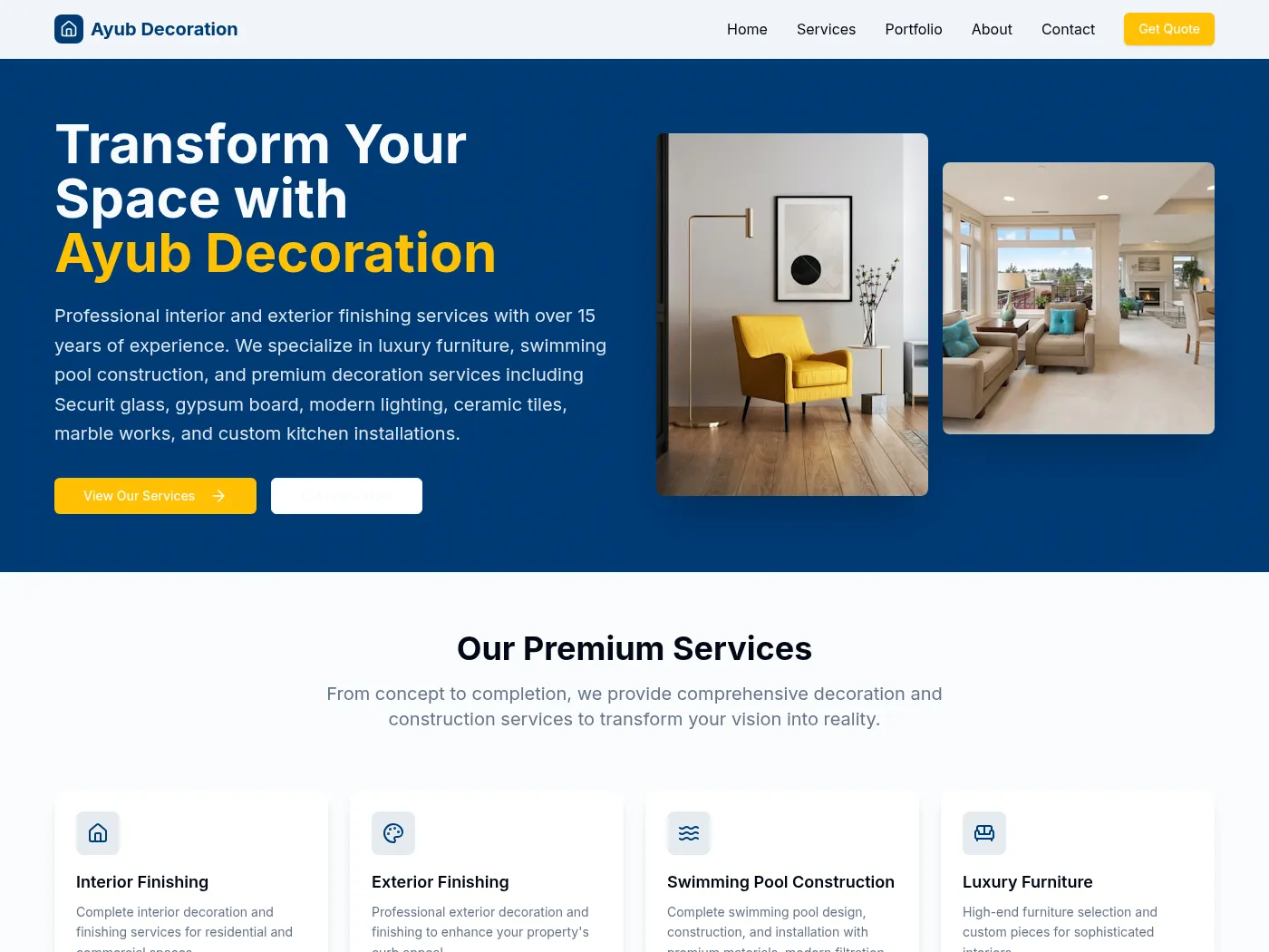 Ayub Decoration Company Website