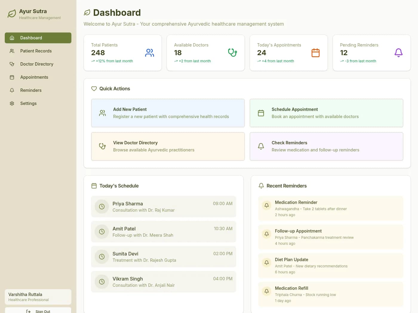 Ayur Sutra: Streamlined Ayurvedic Healthcare Management App