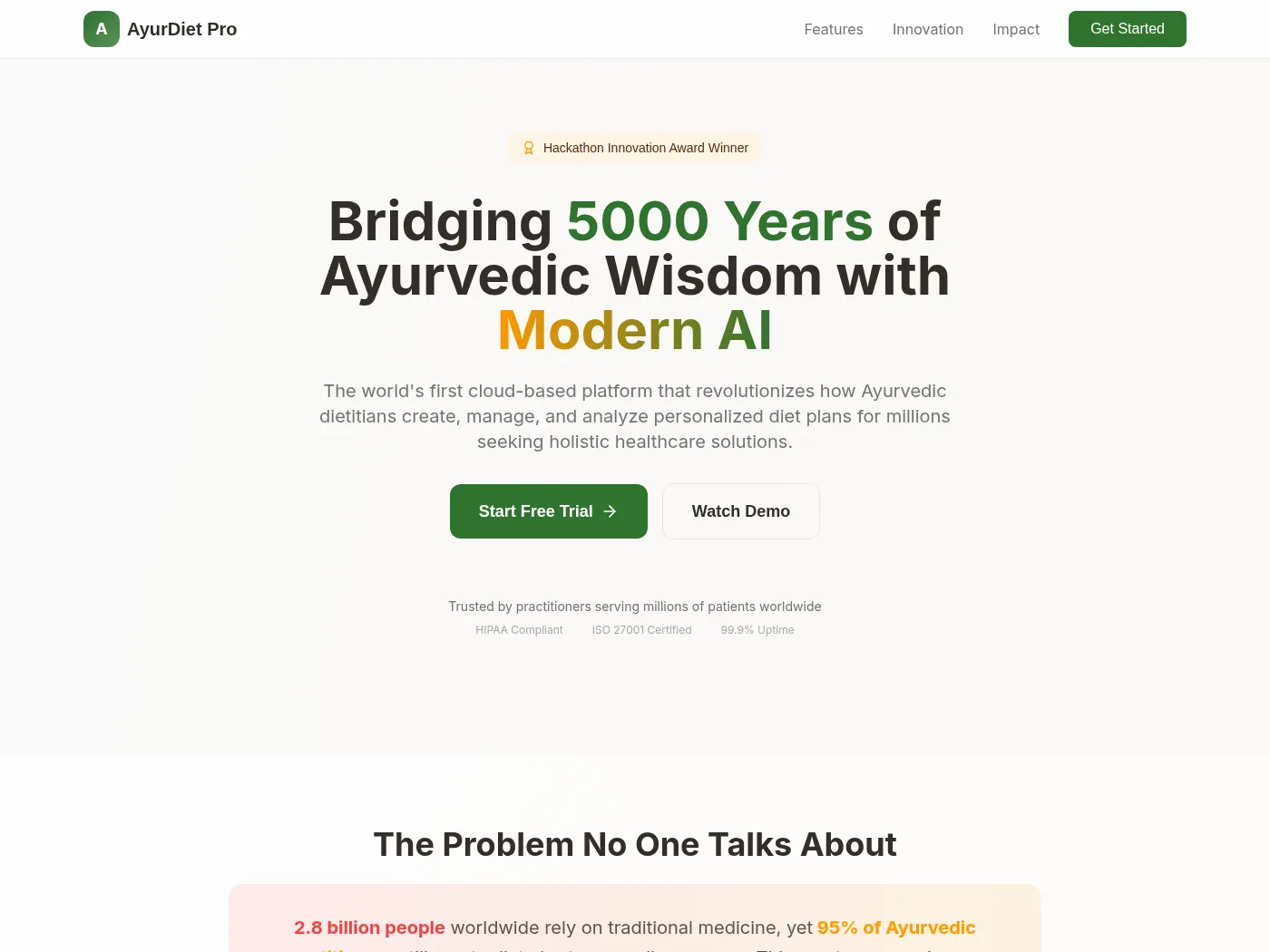 AyurDiet Pro: Cloud-Based Practice & Nutrient Analysis Platform for Ayurvedic Dietitians