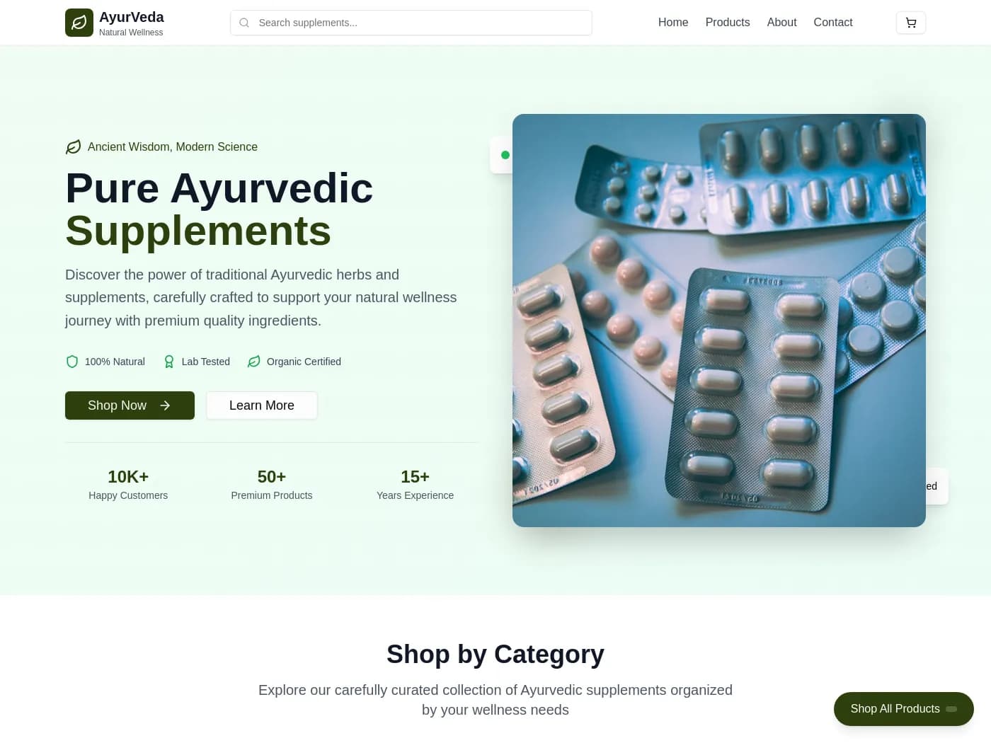 Ayurvedic Supplements E-commerce Website