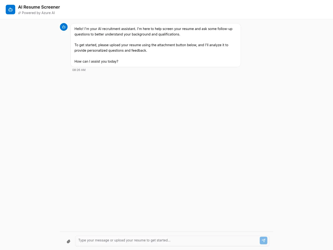 Azure-Powered Human-Like Chatbot for Resume Screening