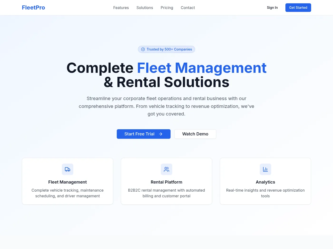 B2B Corporate Fleet & Rental Business Management Platform