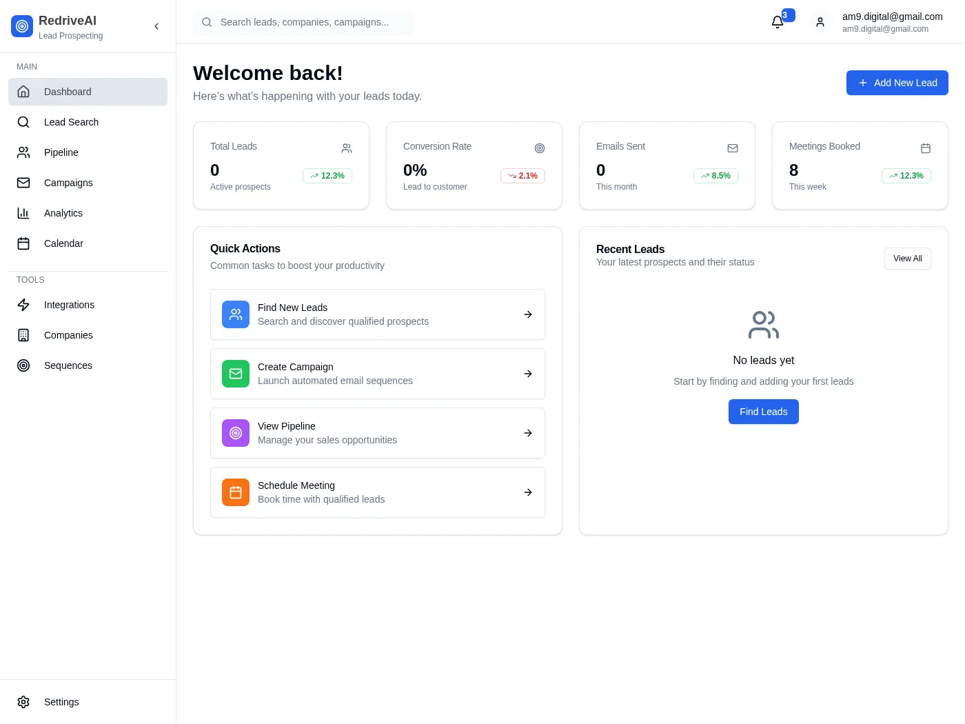 Redrive-Inspired Intelligent B2B Lead Prospecting & Automation Platform
