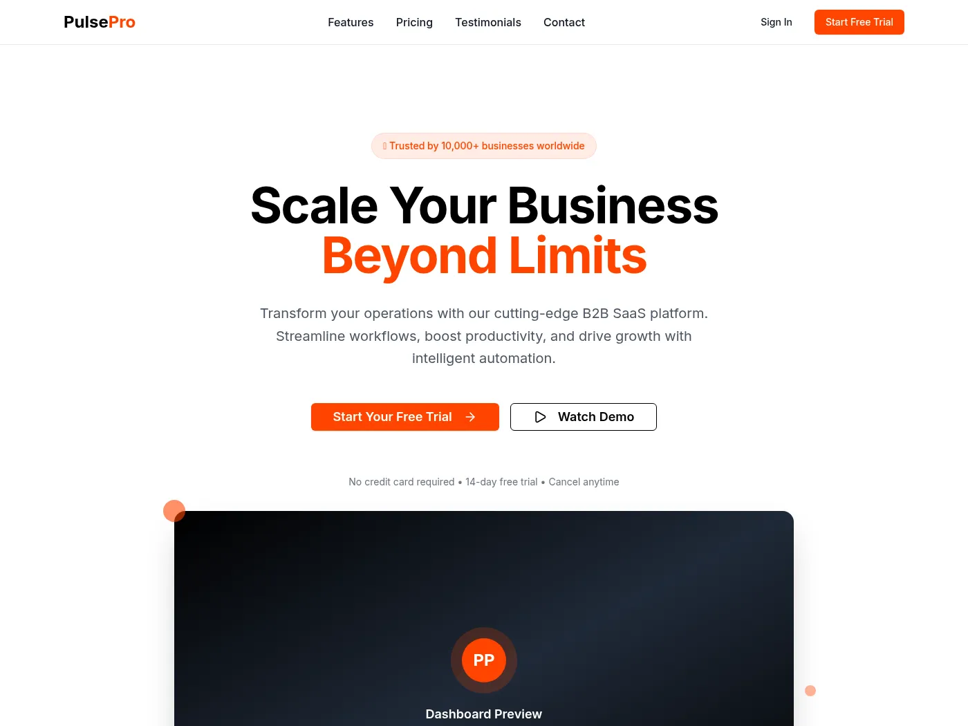 Stunning B2B SaaS Website with Orange Accents