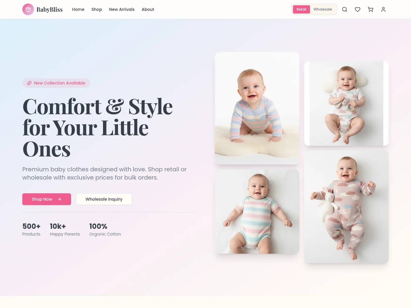 Baby Clothes Ecommerce Platform for Retail & Wholesale