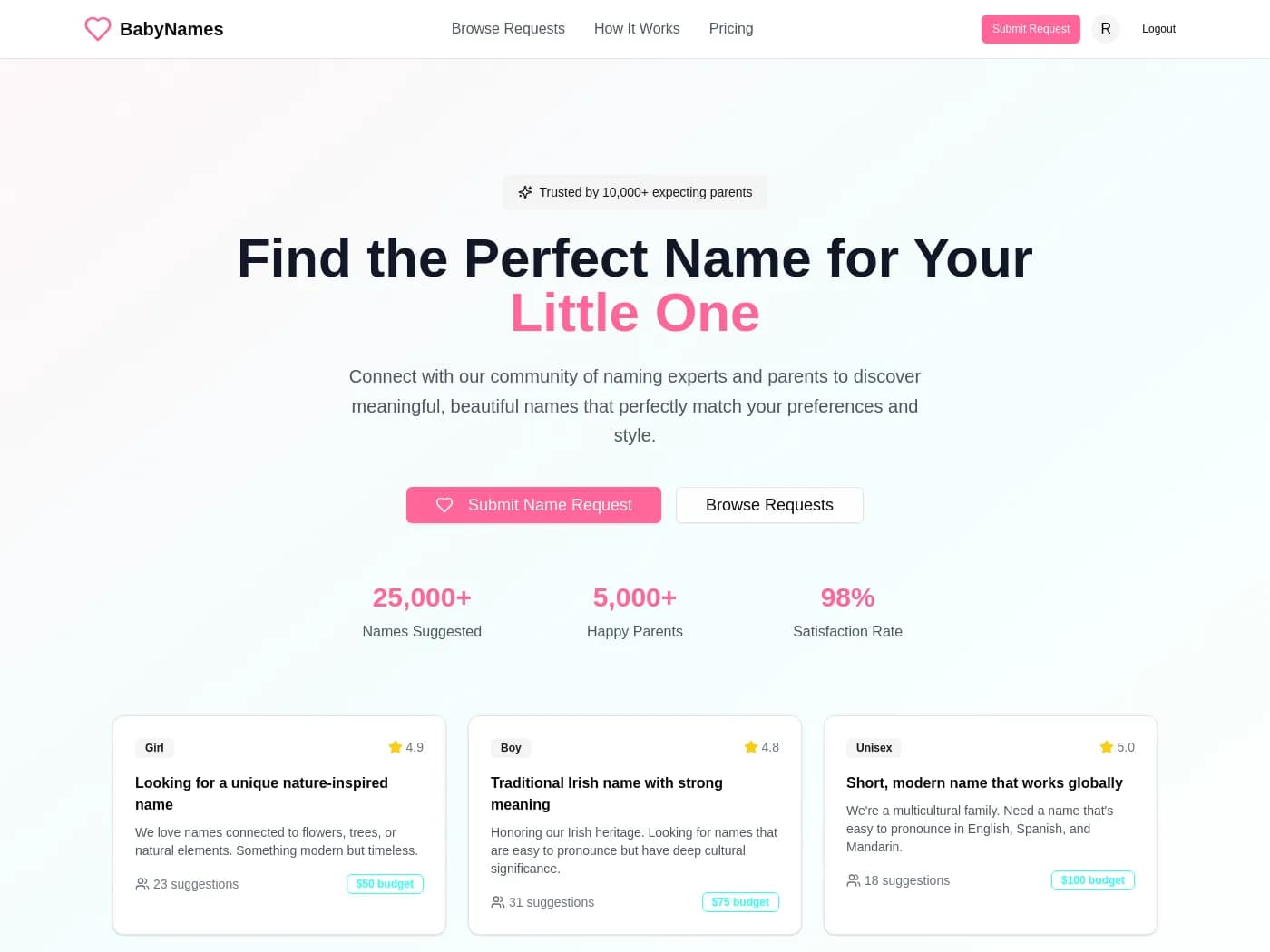 Baby Name Request Platform