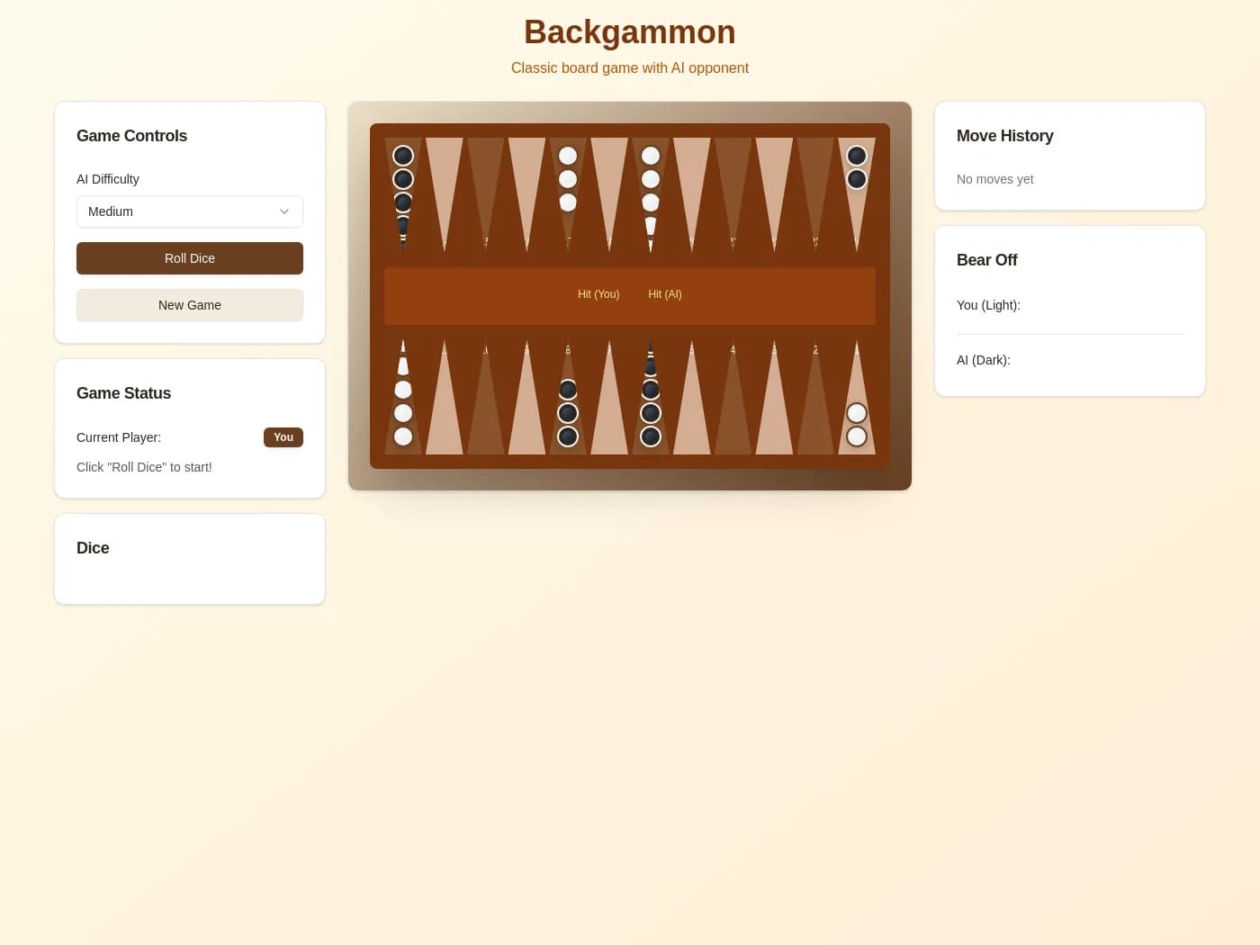 Backgammon AI Game