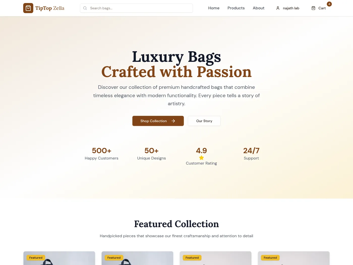 Bag Shop E-commerce Website