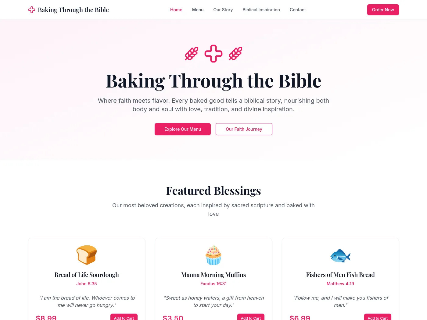 Baking Through the Bible Bakery Website