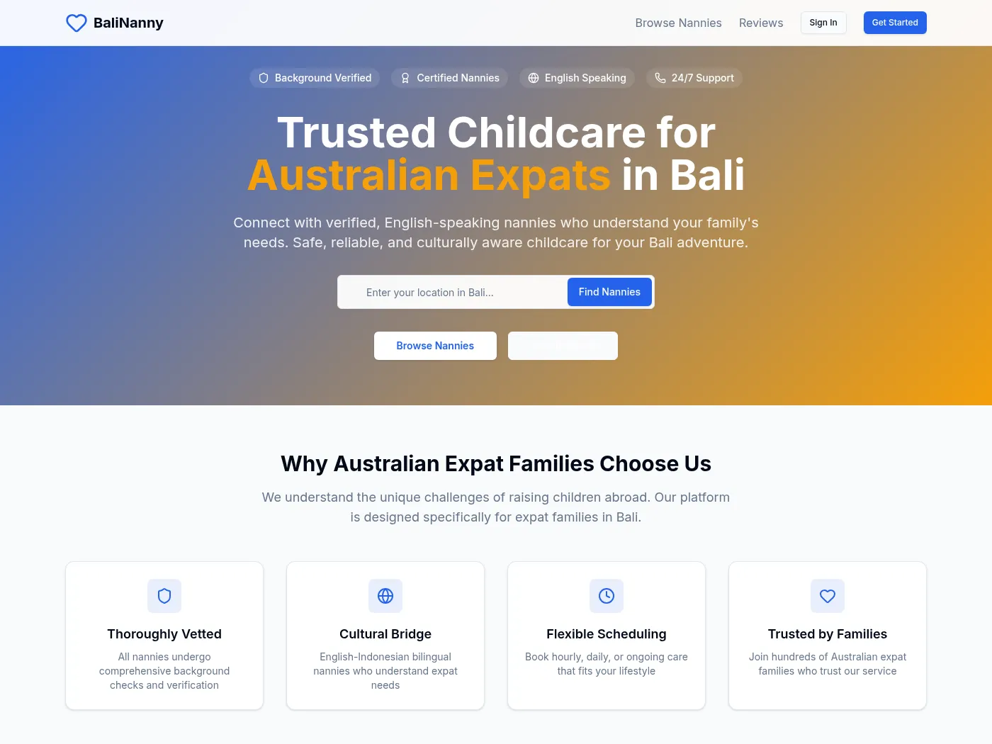 Bali Expat Nanny Service for Australians