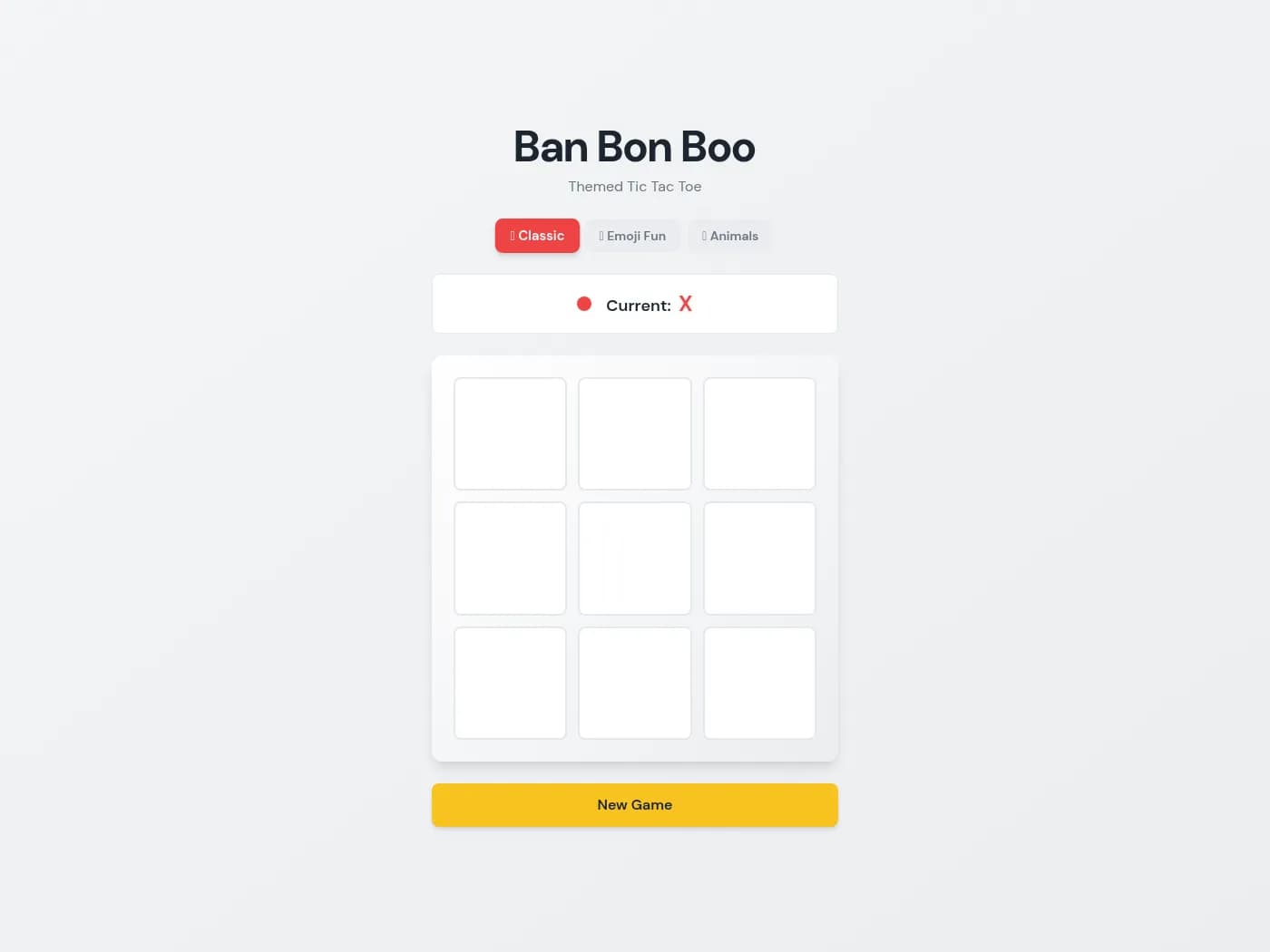 Ban Bon Boo: Themed Tic Tac Toe Game
