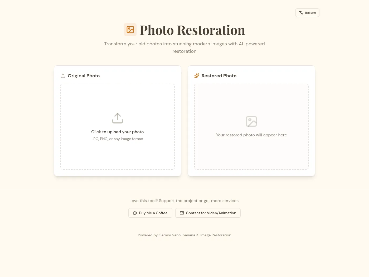 Banana Photo Restoration Web App Revitalization