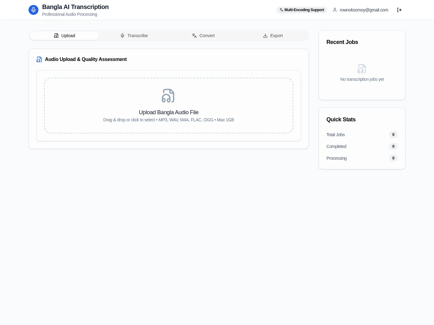Bangla AI Audio Transcription Suite with Multi-Encoding Support